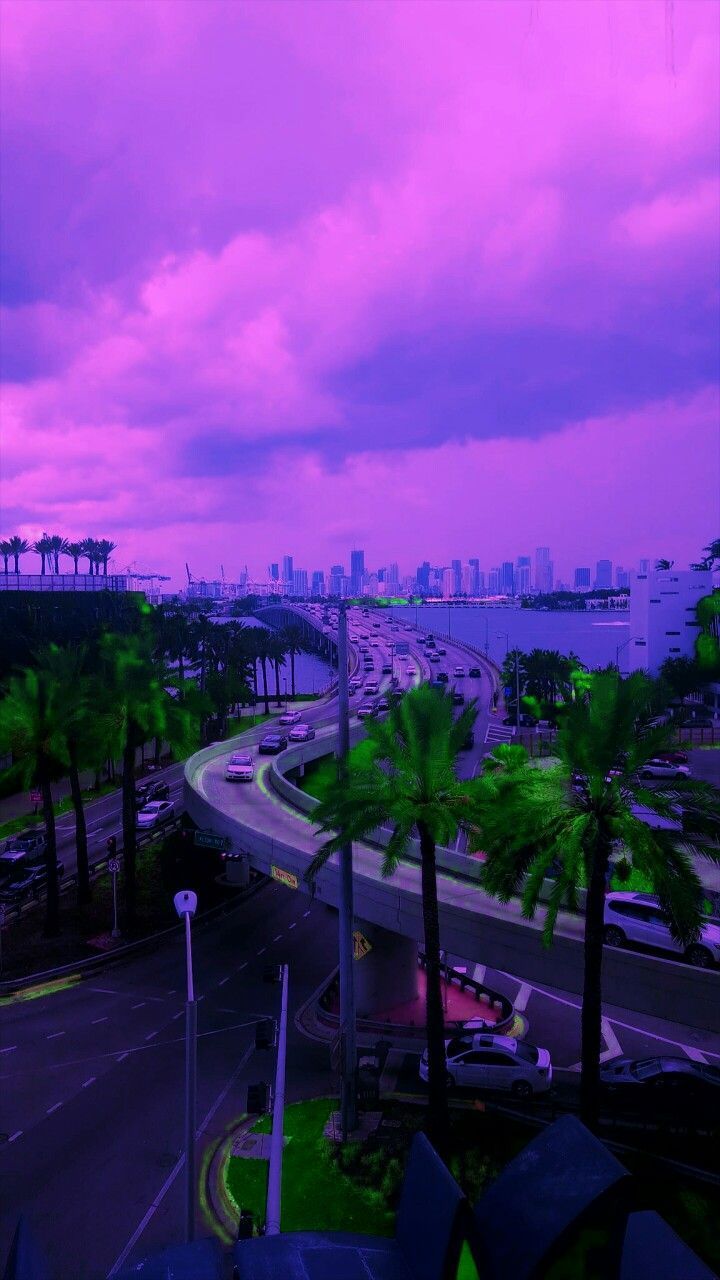 Miami is beautiful in purple. Sky aesthetic, Miami... by -JayGatsby